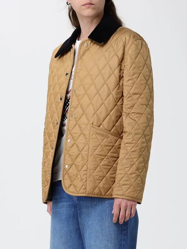 Burberry Quilted Polyester Jacket With Velvet Collar - Camel