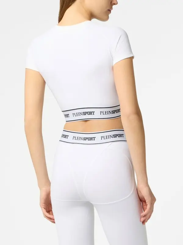 PLEIN SPORT Cropped T-shirt With Jacquard Logo - White