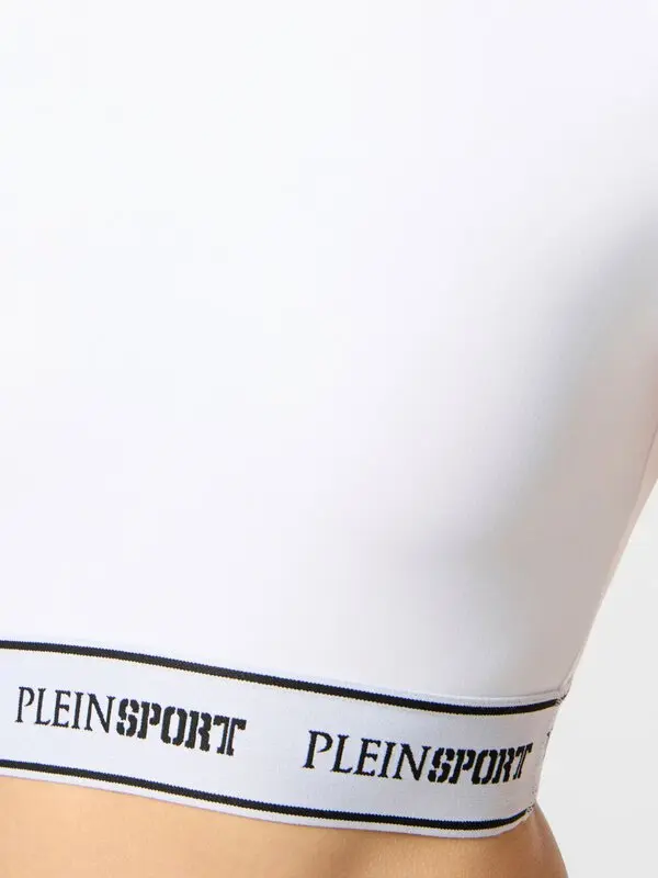 PLEIN SPORT Cropped T-shirt With Jacquard Logo - White
