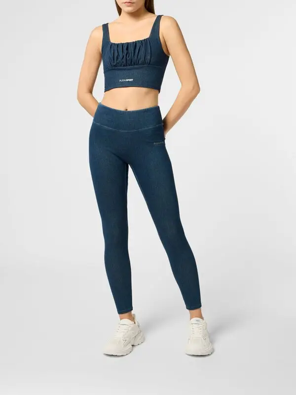 PLEIN SPORT Cropped Ruched Top - Blue