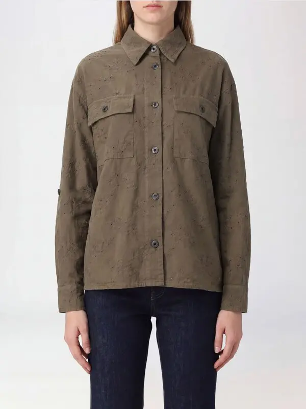 Liu Jo Cotton Shirt With Spread Collar And Patch Pockets - Grey