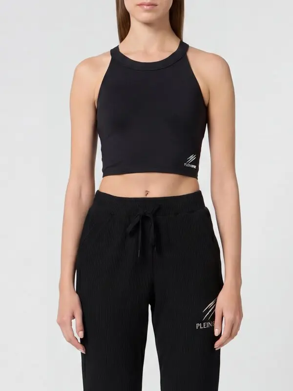 PLEIN SPORT Cropped Sports Top - Black
