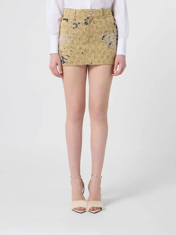 Philipp Plein Embellished Pencil Skirt - Beige