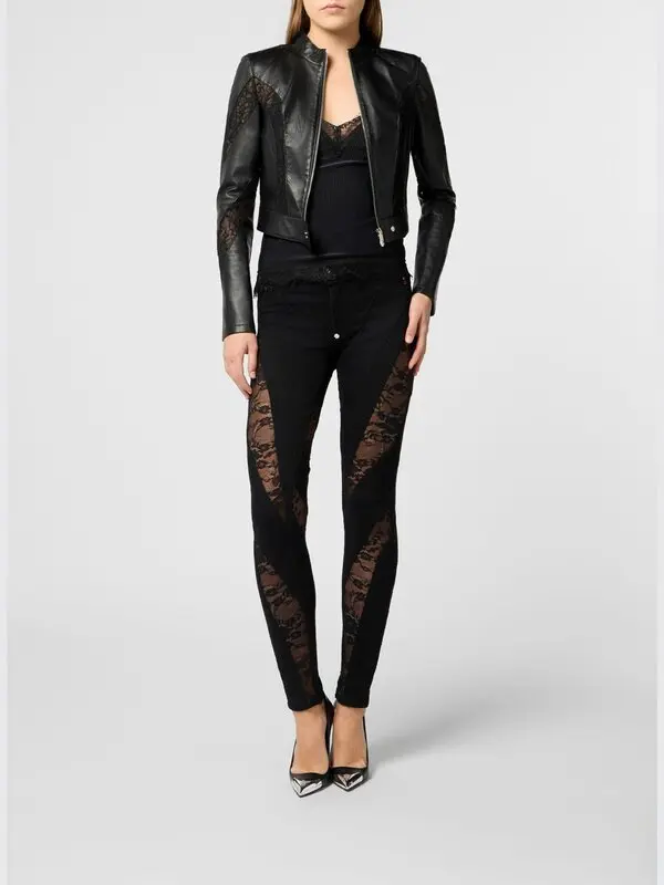 Philipp Plein Leather And Lace Jacket