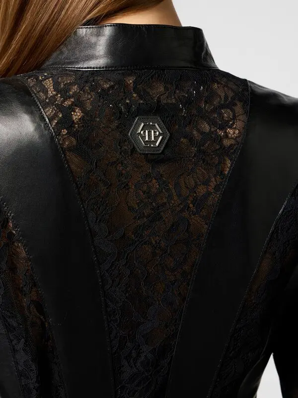 Philipp Plein Leather And Lace Jacket