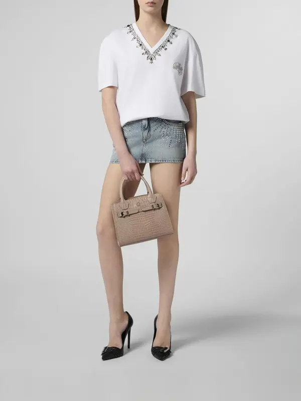 Philipp Plein Embellished V-neck T-shirt - White