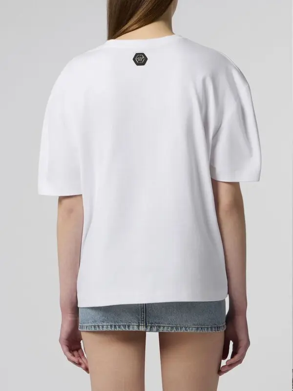 Philipp Plein Embellished V-neck T-shirt - White