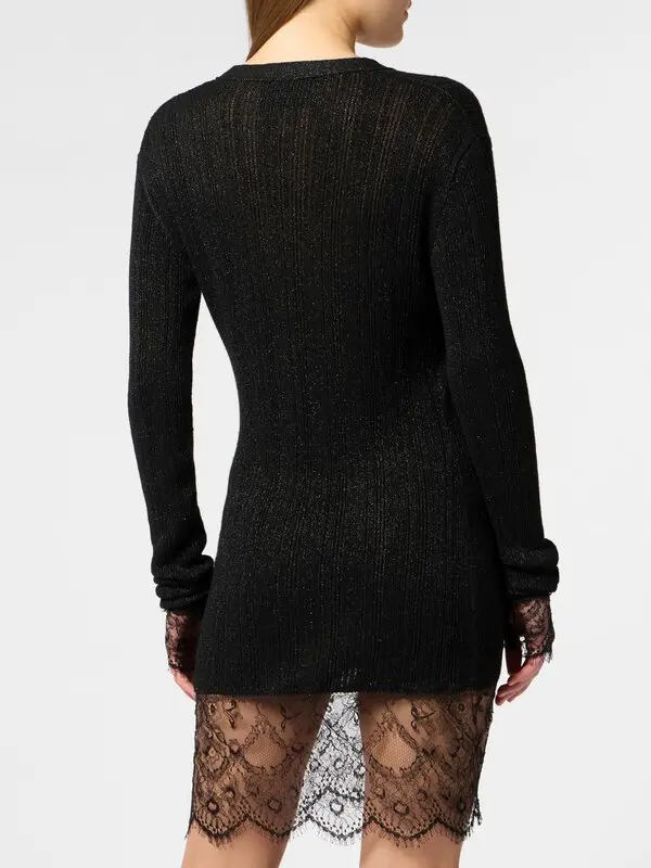 Philipp Plein Button-up Cardigan Dress With Lace Trim