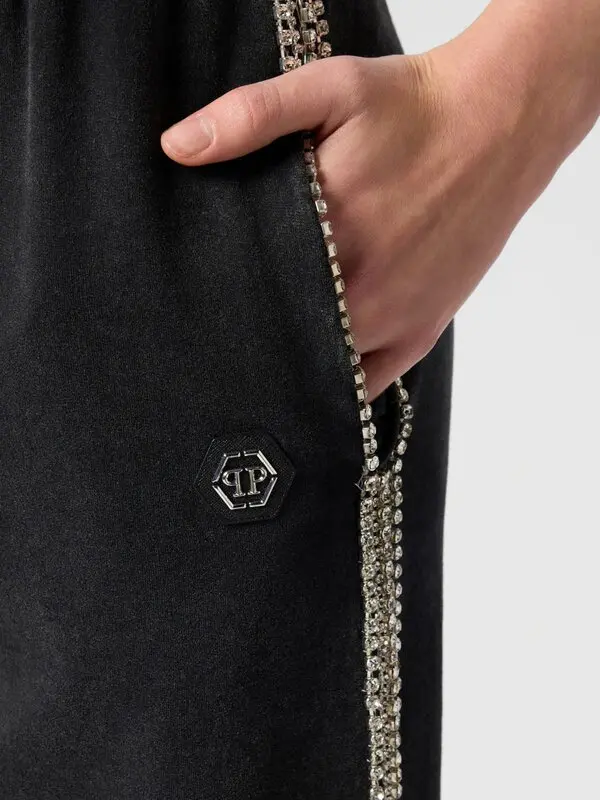 Philipp Plein Embellished Cotton Jogging Trousers