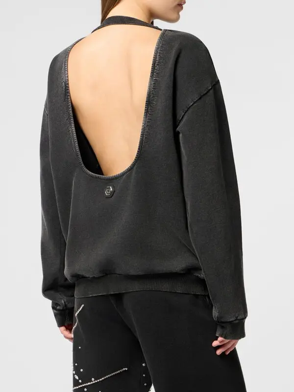 Philipp Plein Crewneck Sweatshirt With Rhinestone Logo - Black