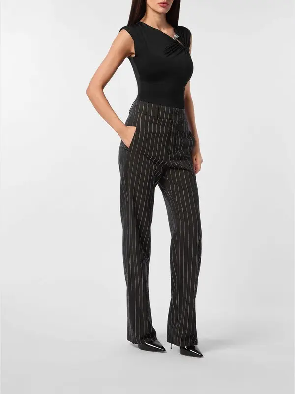 Philipp Plein Pinstriped Wool Blend Trousers