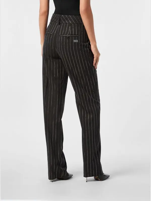 Philipp Plein Pinstriped Wool Blend Trousers
