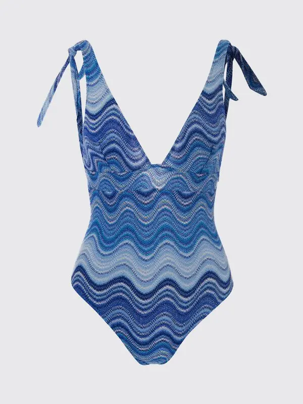 MC2 SAINT BARTH One-piece Swimsuit With Abstract Wave Pattern