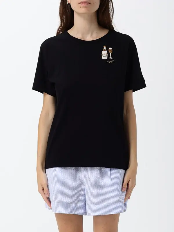 MC2 SAINT BARTH White T-shirt With Leopard Print Logo - Black 1