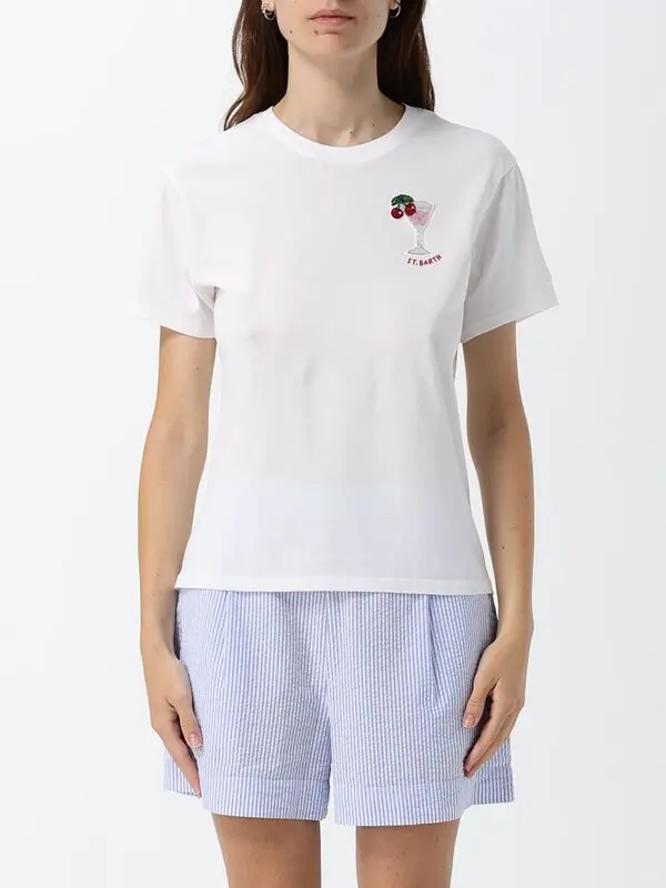 MC2 SAINT BARTH White T-shirt With Leopard Print Logo - Pearl