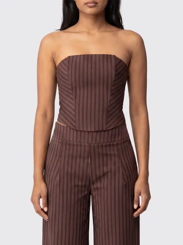 Patrizia Pepe Strapless Striped Corset Top