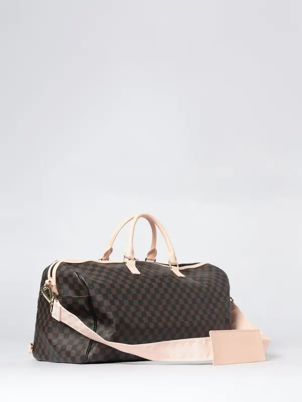 SPRAYGROUND Chequered Travel Bag In Coated Cotton With Shark Logo
