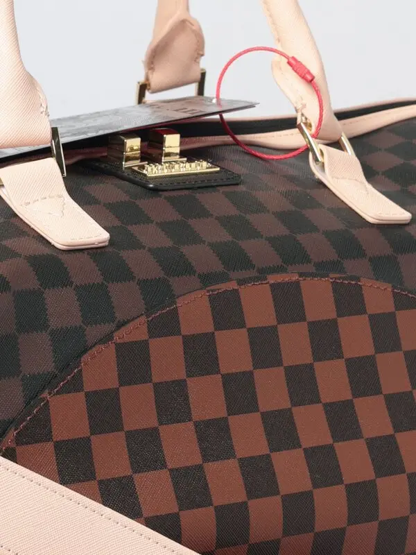 SPRAYGROUND Chequered Travel Bag In Coated Cotton With Shark Logo