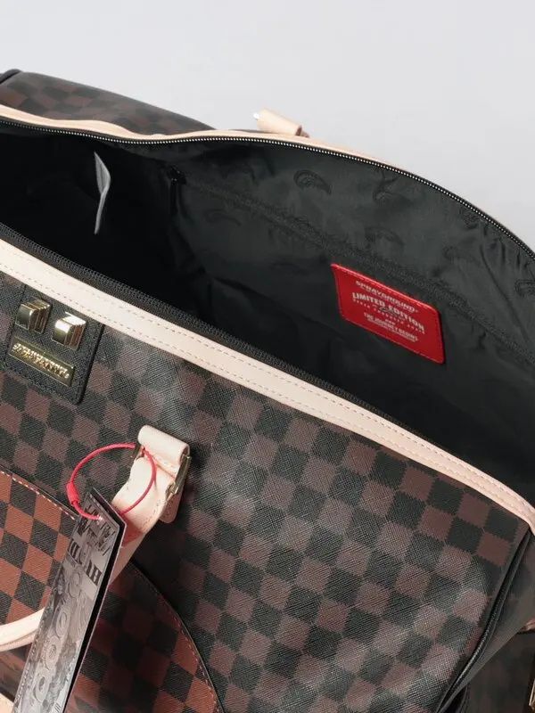 SPRAYGROUND Chequered Travel Bag In Coated Cotton With Shark Logo