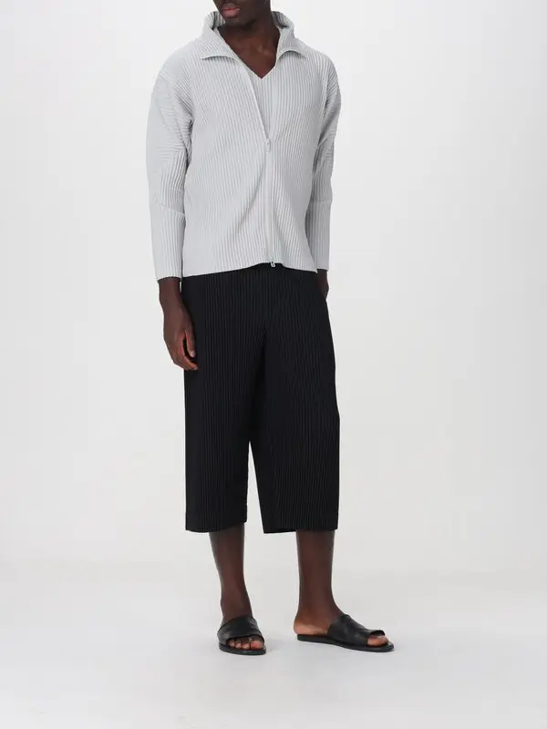 Issey Miyake Homme Plissé Pleated High Neck Zip-up Shirt