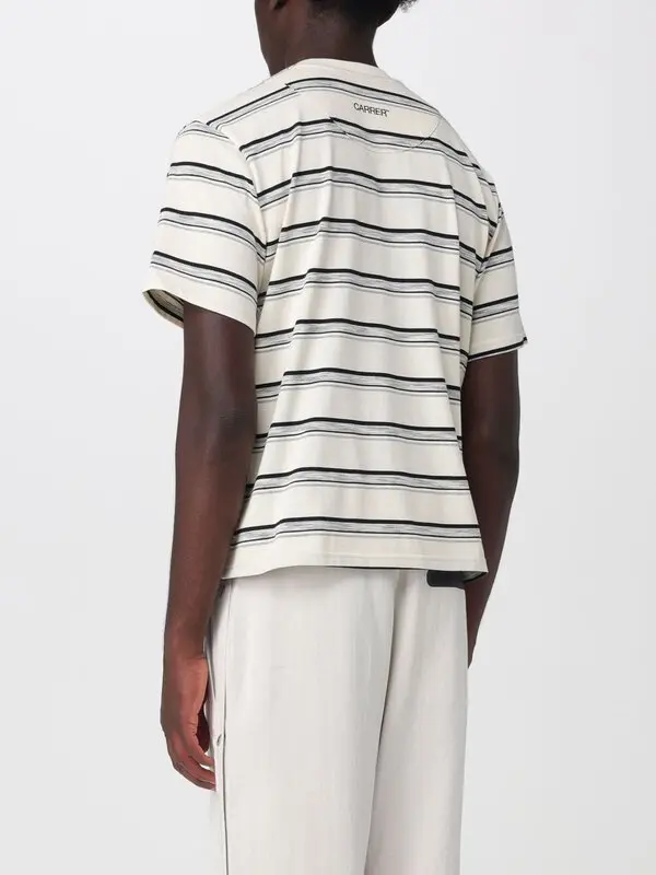 CARRER Striped Cotton Crewneck T-shirt With Embroidered Logo - Beige