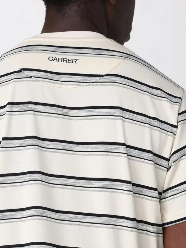CARRER Striped Cotton Crewneck T-shirt With Embroidered Logo - Beige