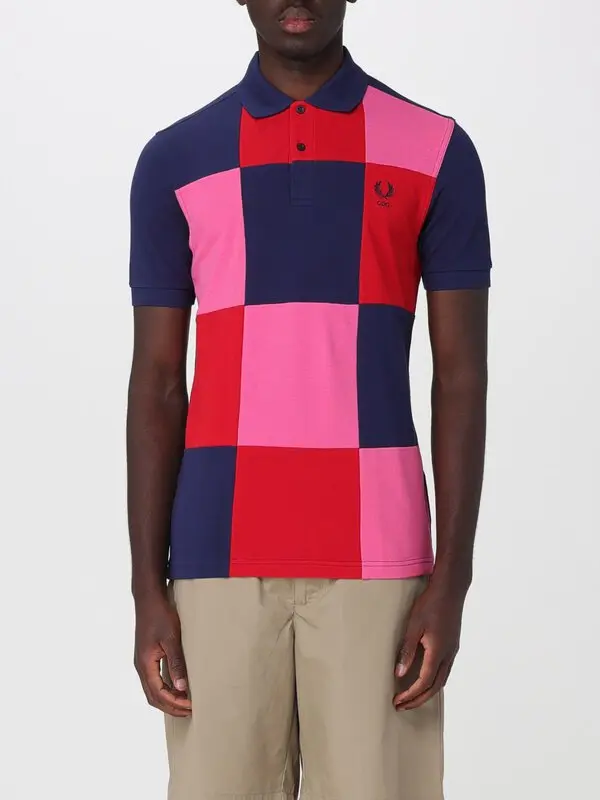 Comme Des Garçons Check Cotton Slim Fit Polo Shirt With Embroidered Logo - Navy