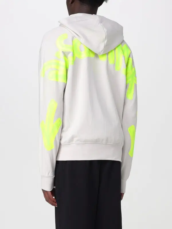 DISCLAIMER Cotton Zip-up Hoodie With Printed Logo - Grey