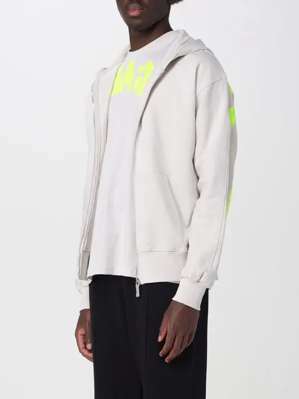 DISCLAIMER Cotton Zip-up Hoodie With Printed Logo - Grey