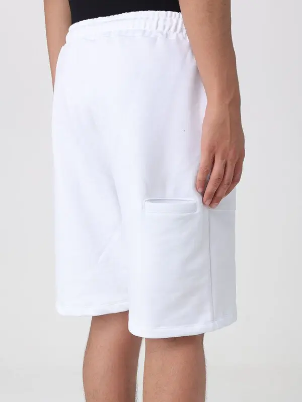 DISCLAIMER Cotton Jogger Shorts With Drawstring Waist - White