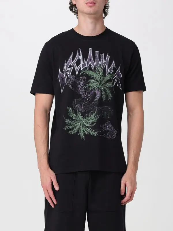 DISCLAIMER Cotton T-shirt With Graphic Graffiti Print - Black