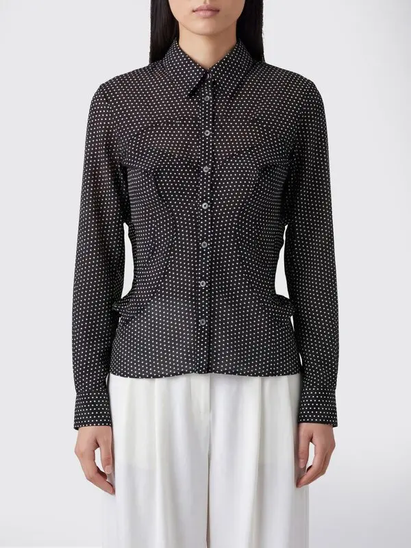 Junya Watanabe Polka Dot Print Slim Fit Jersey Shirt - Black