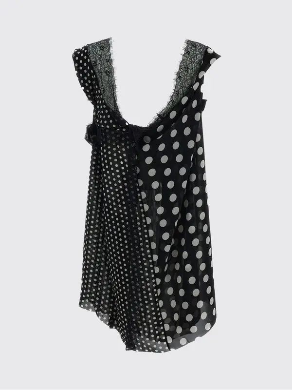 Junya Watanabe Asymmetrical Polka Dot Top With Lace Inserts