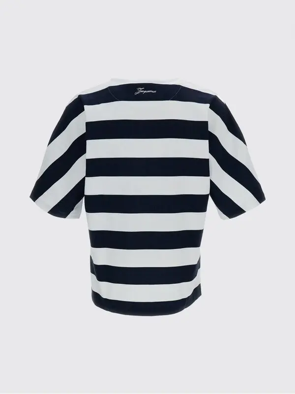 Jacquemus Striped Cotton Short-sleeved Henley T-shirt With Two Buttons