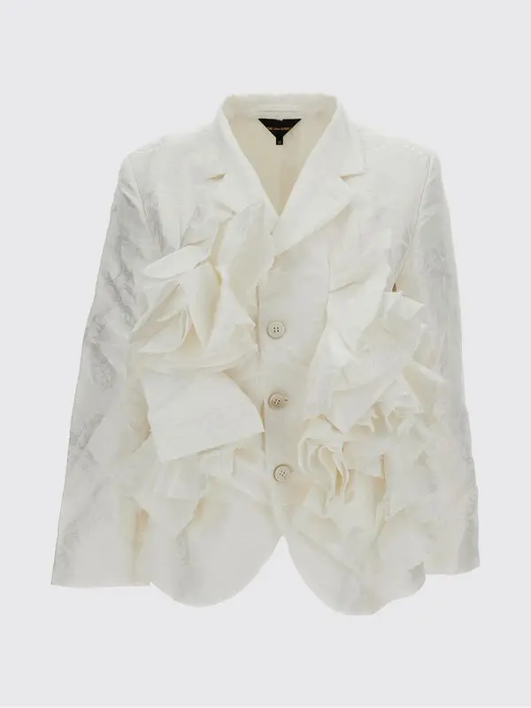 Comme Des Garçons Single-breasted Cropped Blazer With Lapels And Embroidery