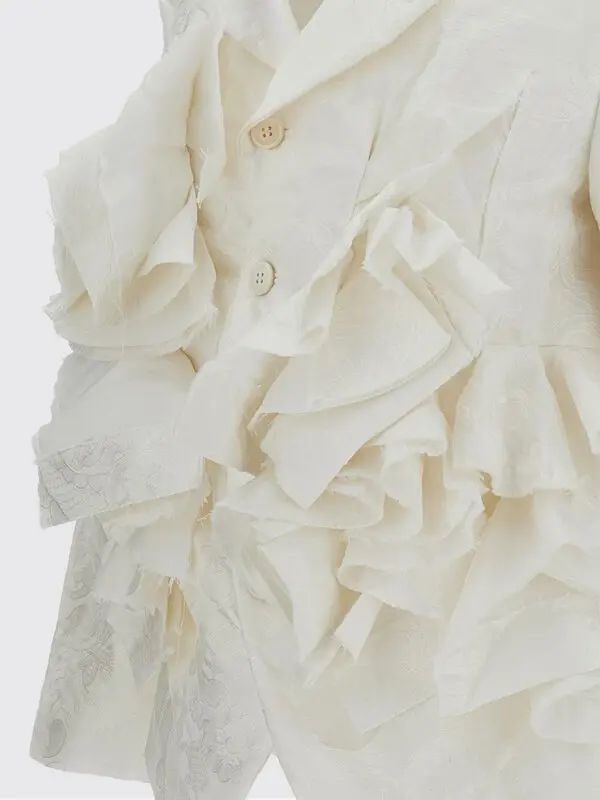 Comme Des Garçons Single-breasted Cropped Blazer With Lapels And Embroidery