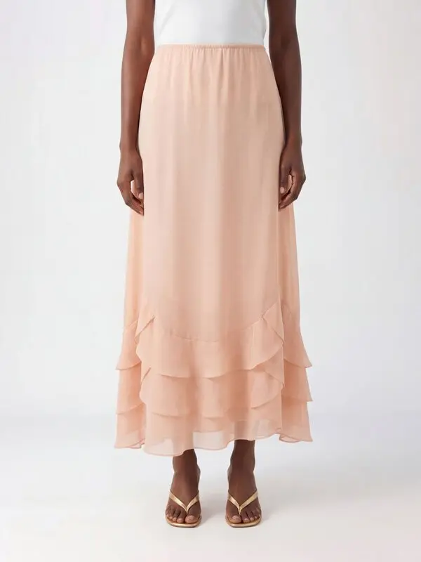 Simone Rocha Silk A-line Midi Skirt With Ruffled Hem - Pink