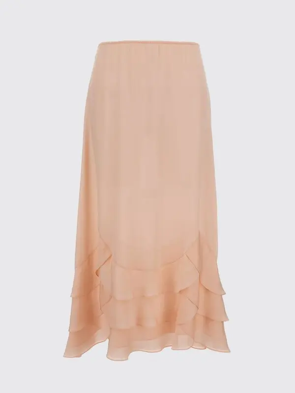 Simone Rocha Silk A-line Midi Skirt With Ruffled Hem - Pink