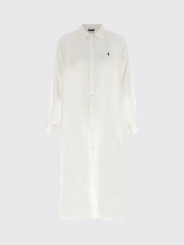 Polo Ralph Lauren Linen And Organic Cotton Midi Shirt Dress - White