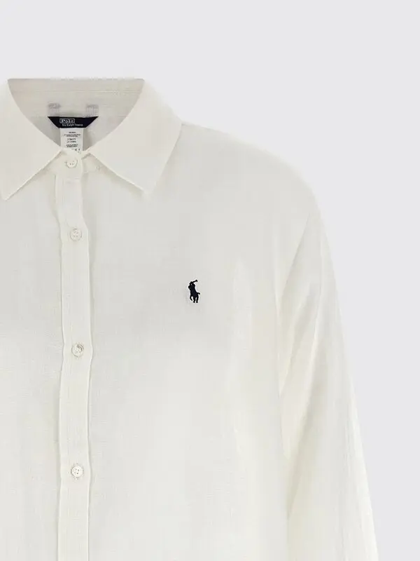 Polo Ralph Lauren Linen And Organic Cotton Midi Shirt Dress - White