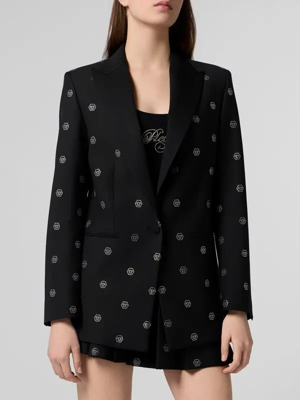 Philipp Plein Single-breasted Blazer With Rhinestone Embellishments