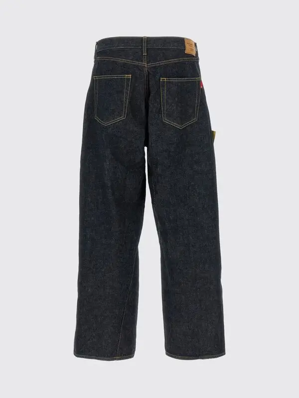Undercover Straight Fit Stretch Denim Jeans With Slogan Print And Mid-rise Waist