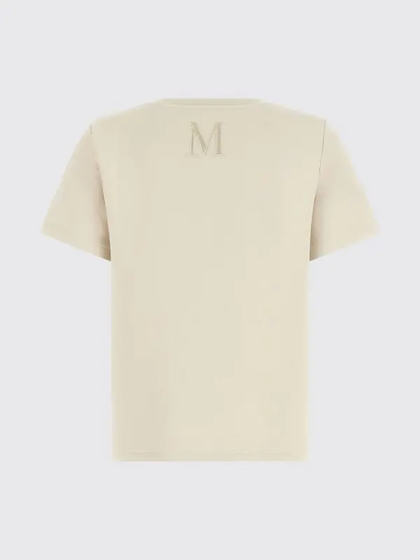 Max Mara Cotton Blend T-shirt With Embroidered Logo - Beige