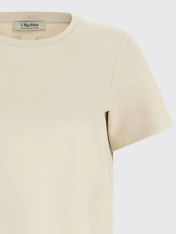 Max Mara Cotton Blend T-shirt With Embroidered Logo - Beige