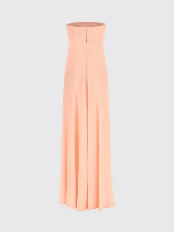 GIOVANNI BEDIN Pure Silk Straight Neckline Off-shoulder Evening Gown - Peach