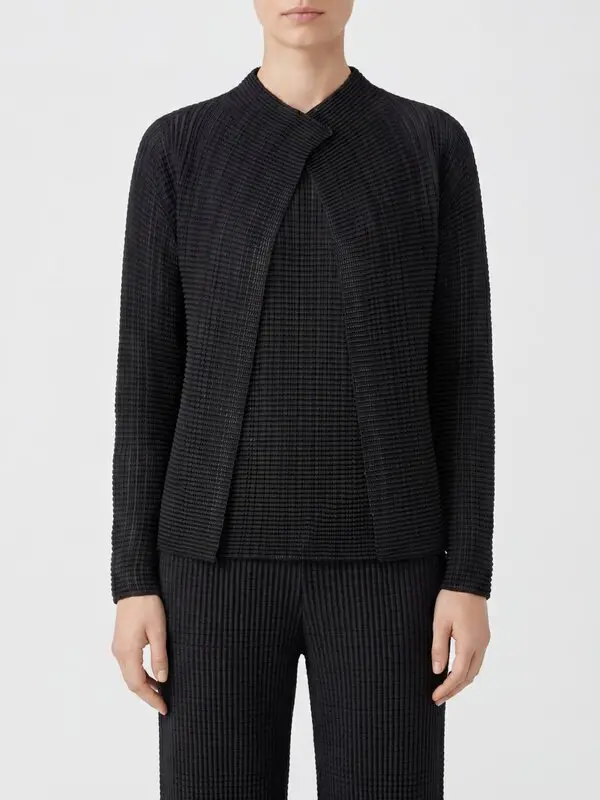 Issey Miyake Pleated Polyester Cardigan - Black