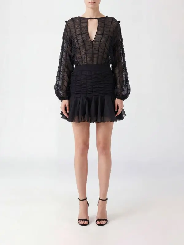 GIOVANNI BEDIN Ruched Cotton Sheath Mini Dress With Balloon Sleeves