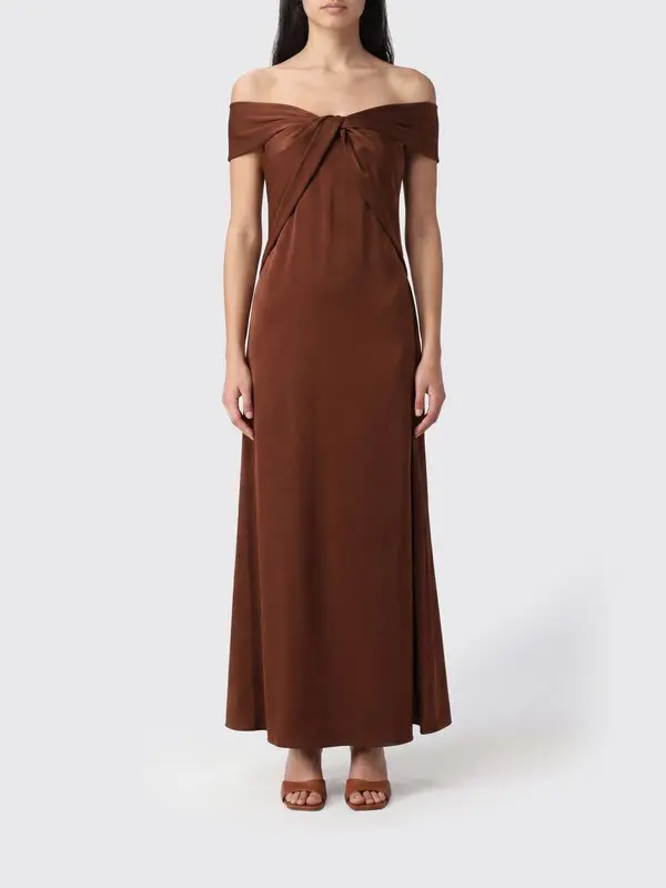 HANITA Off-the-shoulder A-line Viscose Blend Gown - Brown