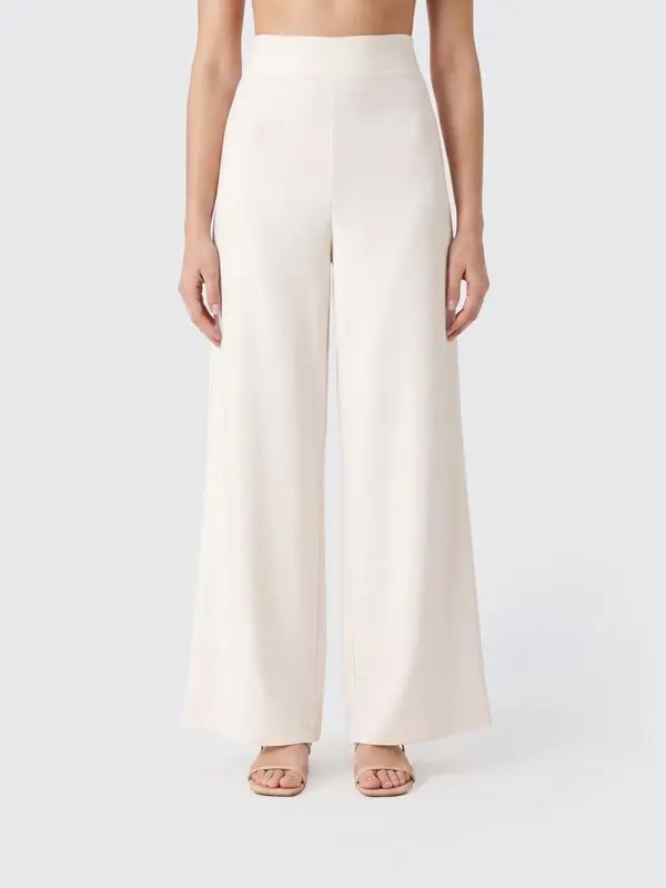 HANITA High-waisted Wide-leg Trousers In Polyester Crêpe