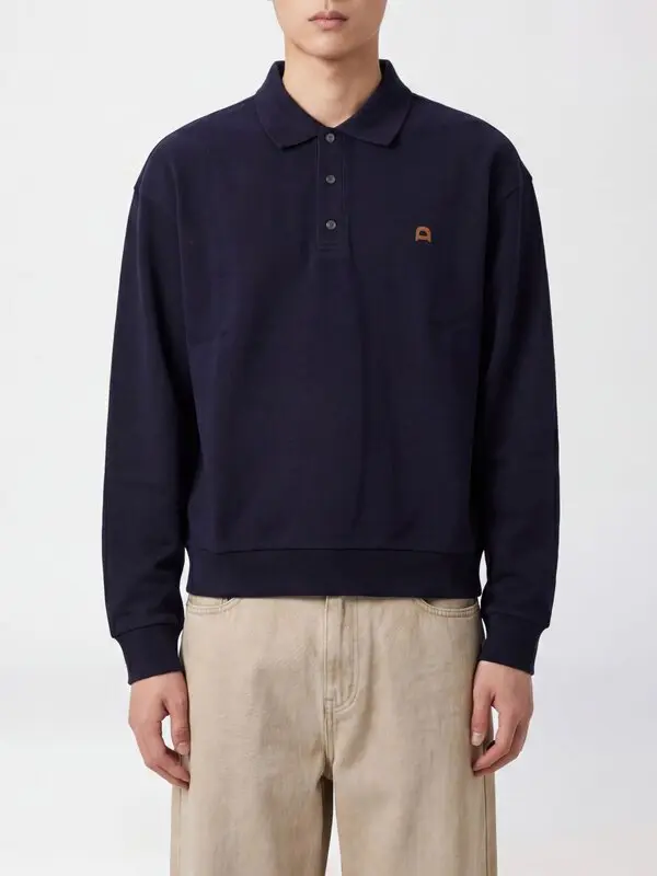 DUNST Long-sleeved Cotton-blend Polo With Embroidered Logo